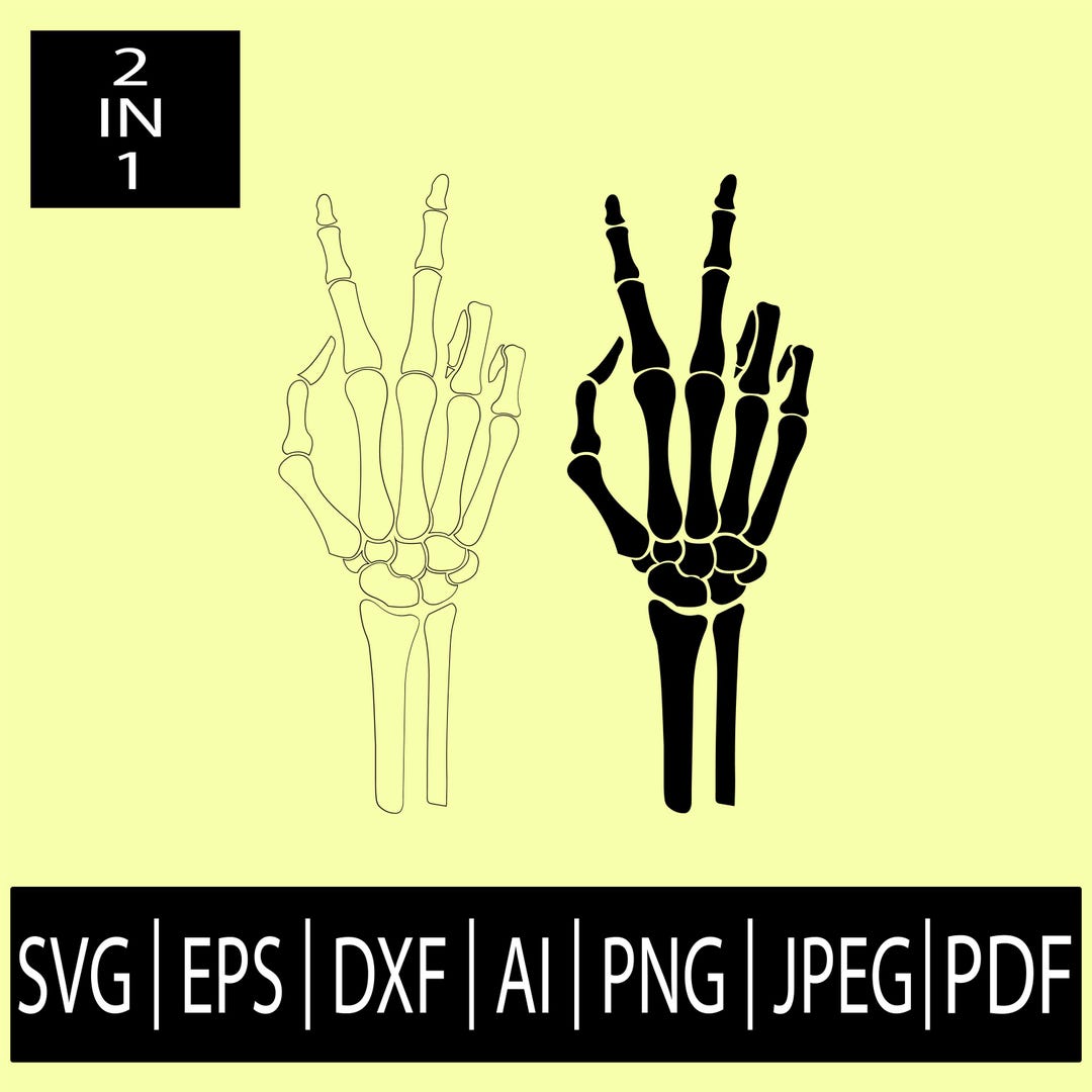 Skeleton Hand Peace Sign Icon, Logo Cut File, Digital Download, Svg ...