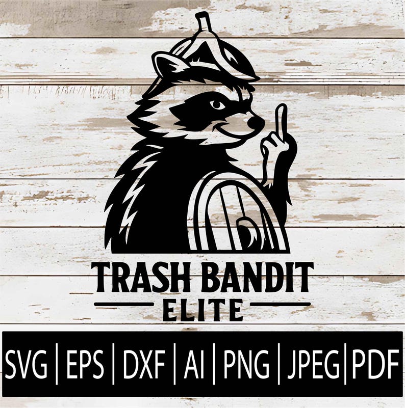 Trash Bandit SVG | Funny Raccoon Middle Finger Clipart | Rebel Animal ...