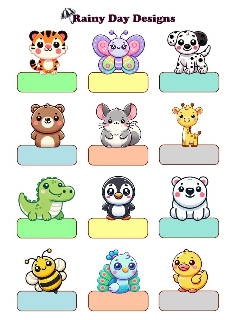 Animals #3. Cute Dishwasher Safe Labels - Cute Daycare Labels - Cute ...