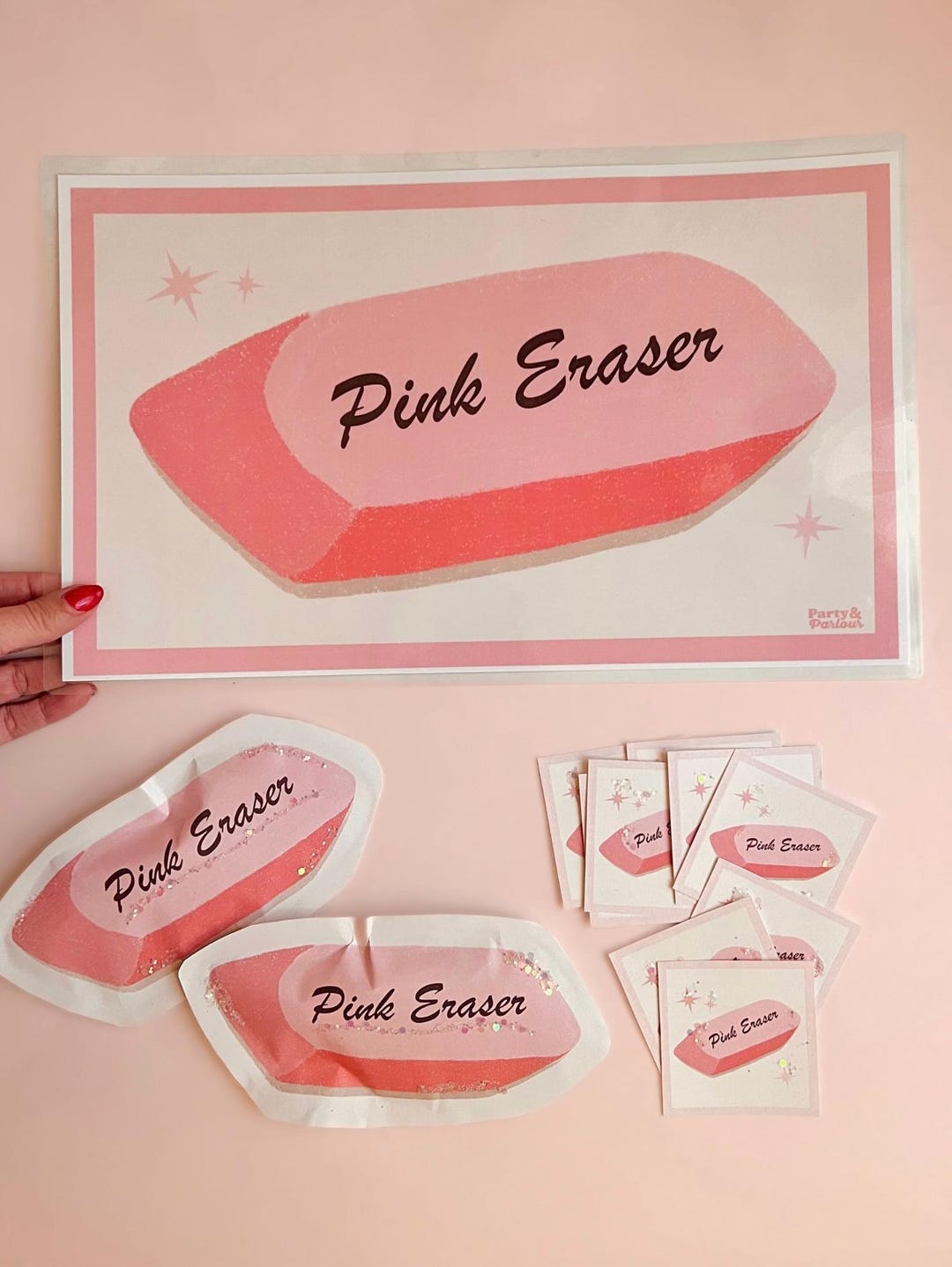 Party & Parlour Pink Eraser Theme Placemat DIY Printable Template Retro ...
