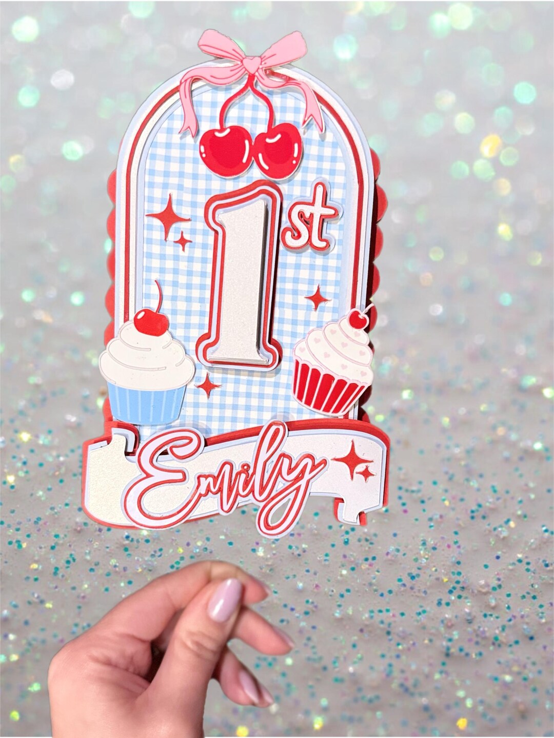 Personalized Cherry Birthday Cake Topper – Custom Cake Topper Any Name ...