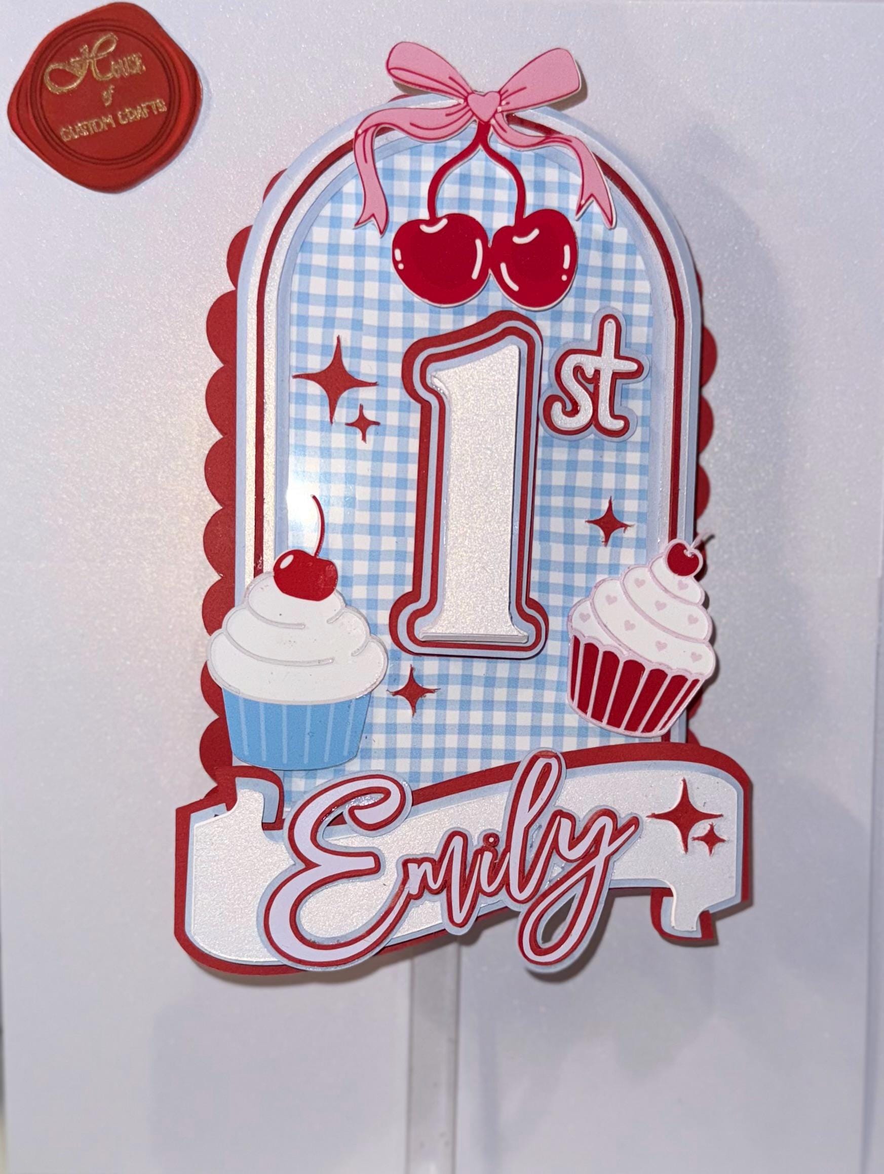 Personalized Cherry Birthday Cake Topper – Custom Cake Topper Any Name ...