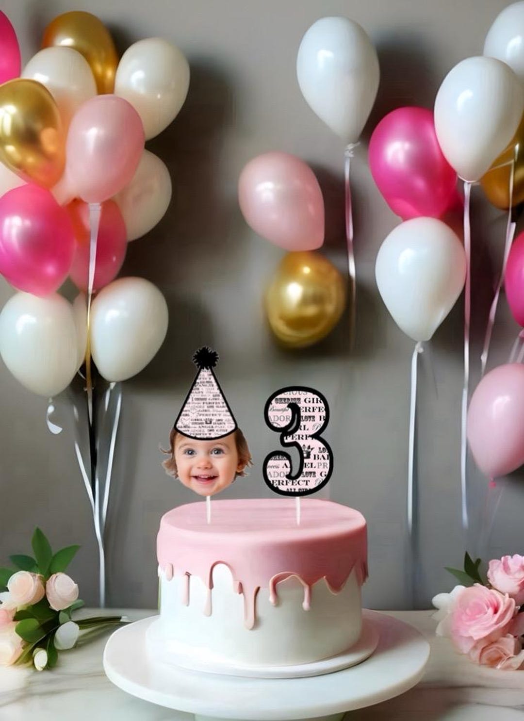 Custom Photo Baby Themed Party Hat Cake toppers - Etsy
