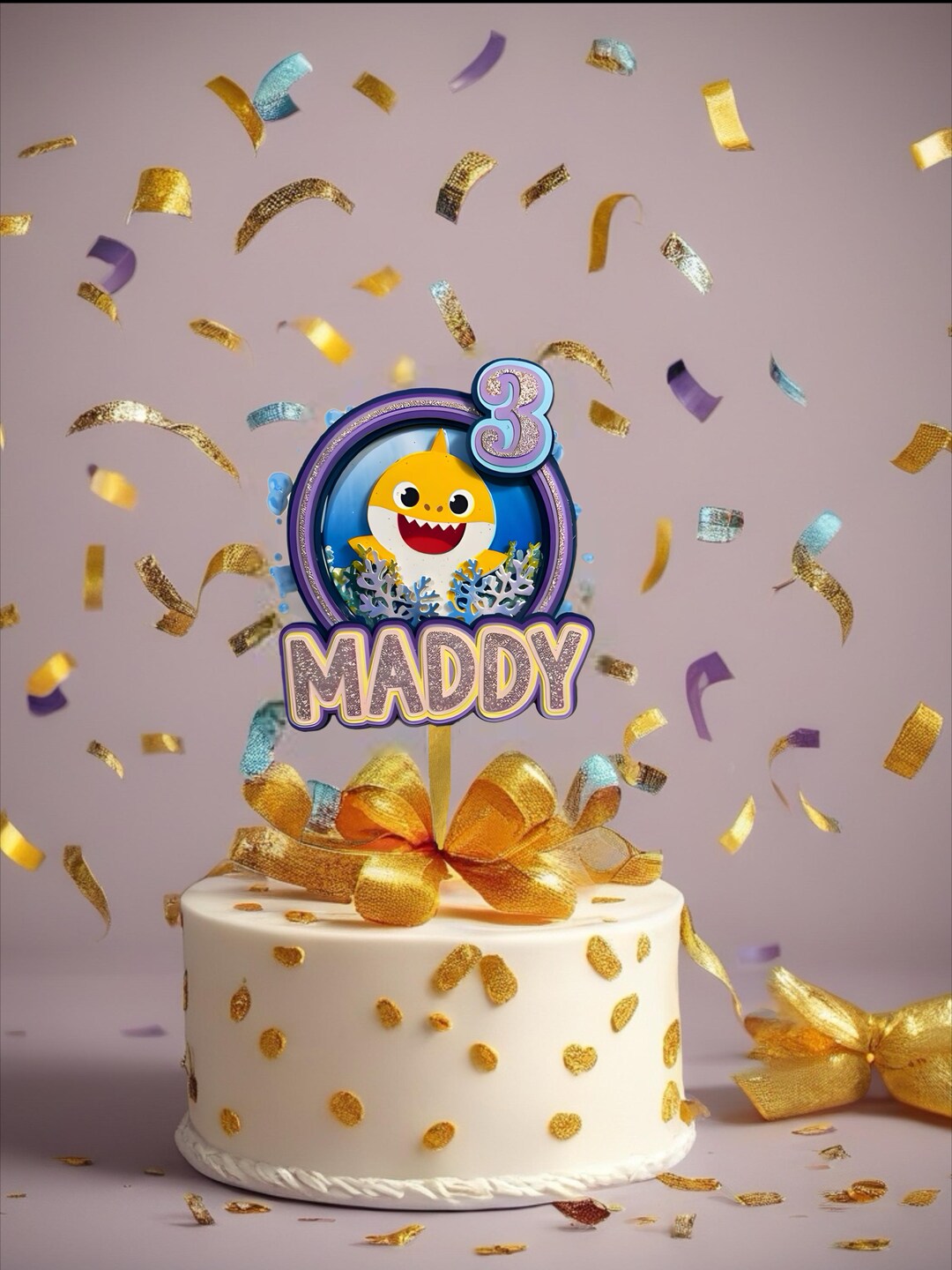 Custom Baby Shark Cake Topper, Birthday Cake Decoration, Kids ...