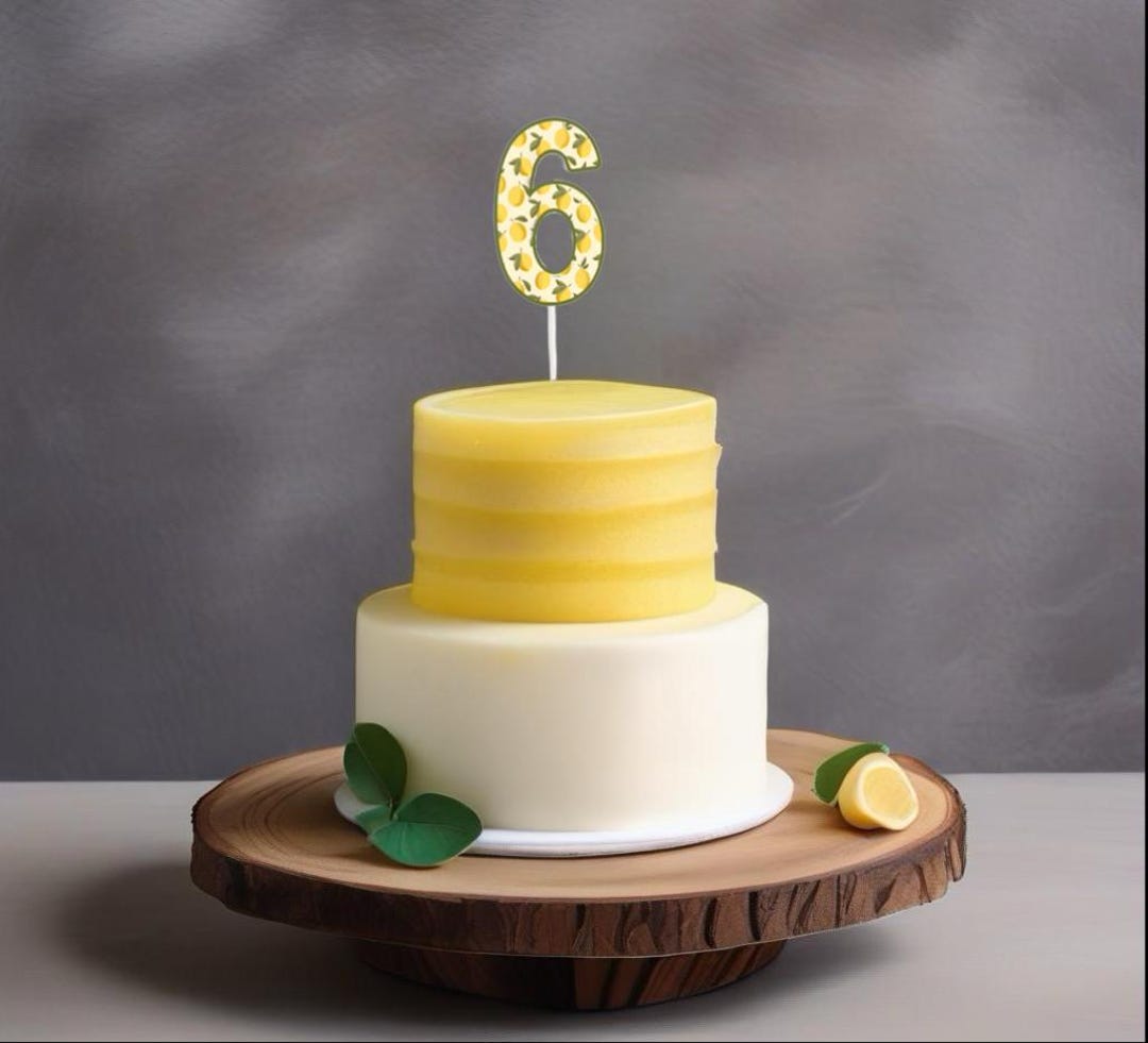 Lemon Themed Number Cake Toppers, Birthday Party Decor, Citrus Cake ...