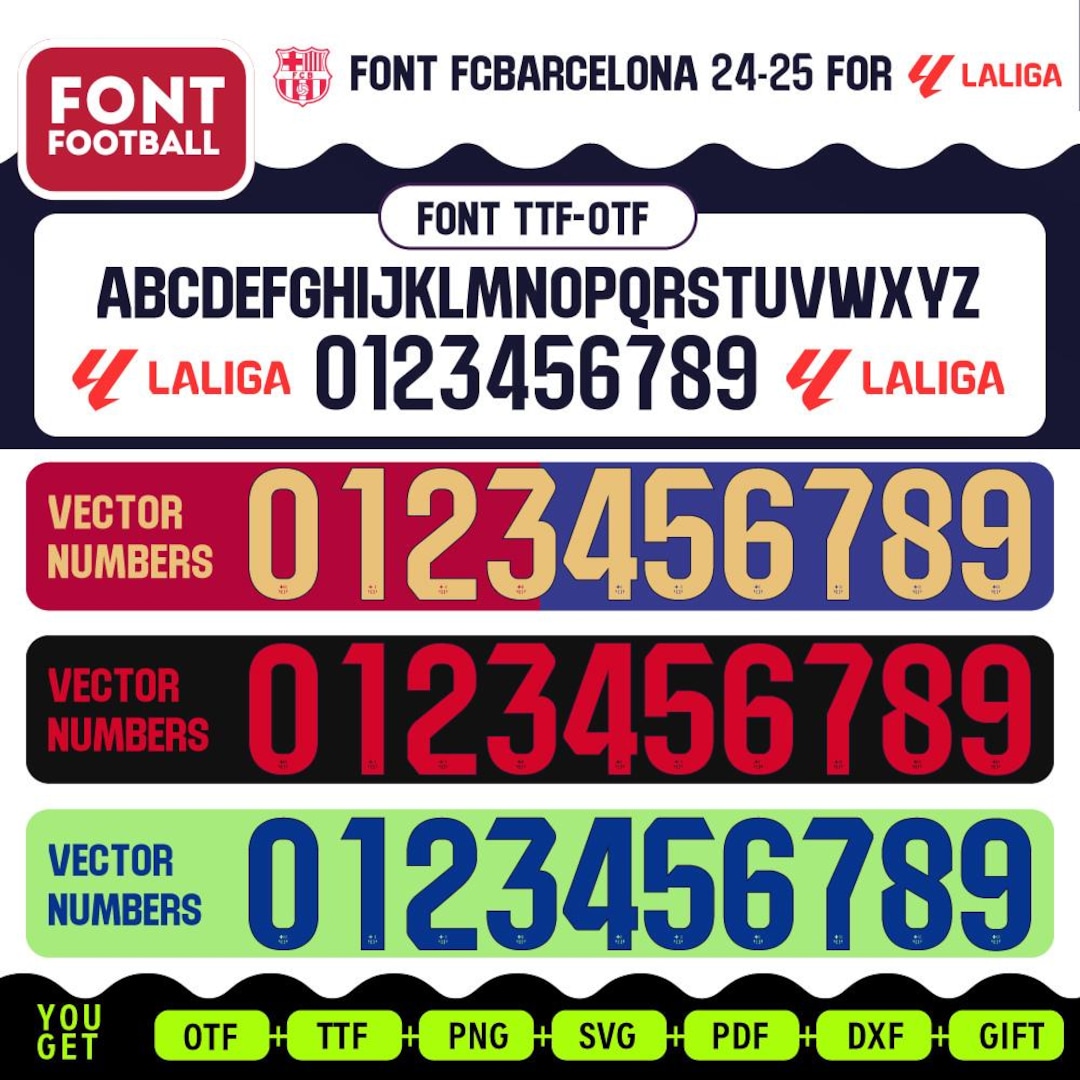FC Barcelona Jersey Font and Vector 2024-2025 for LALIGA, Digital ...