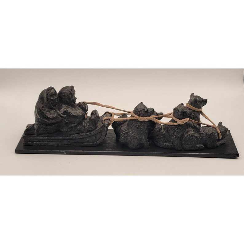 Vintage Stone Carved Eskimo Dog Sled Team Statue Signed Edmund Wolf - Etsy