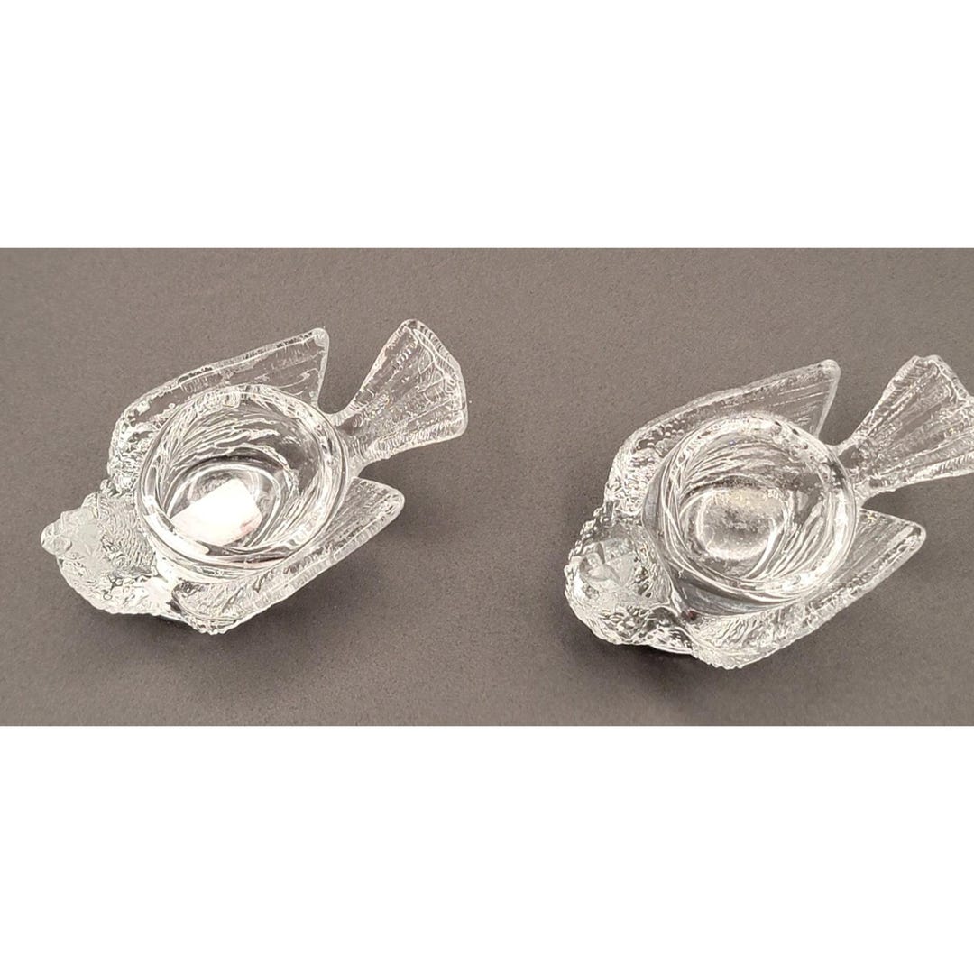 Vintage Bird Glass Salt Cellar Seed Berry in Beak 3.25x1.5 Set of Two ...