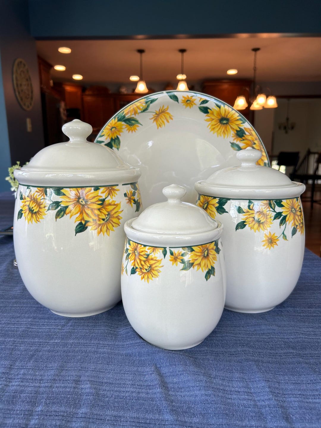 Vintage Thompson Pottery Sunflower Canister Set of Three With Matching ...