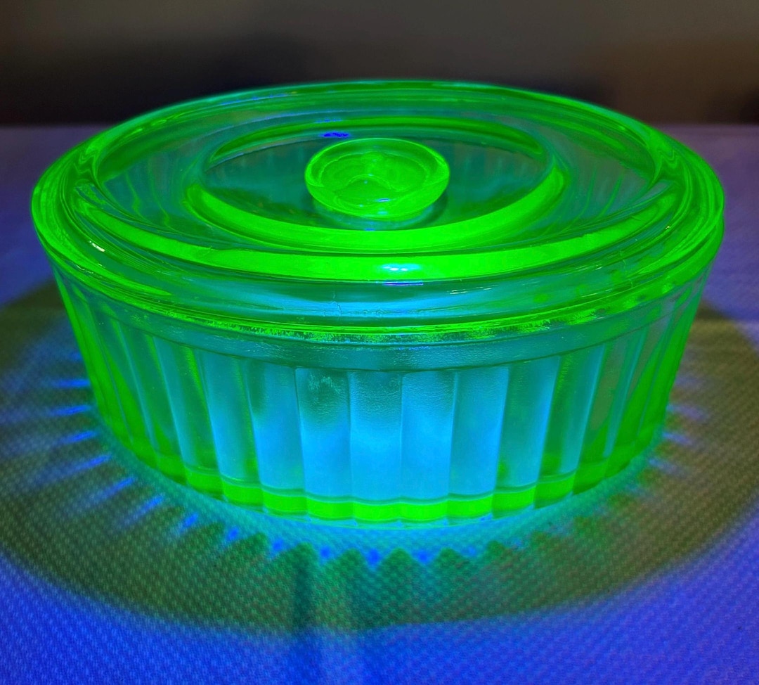 Vintage Uranium Green Depression Glass Lidded Refrigerator Dish - Etsy