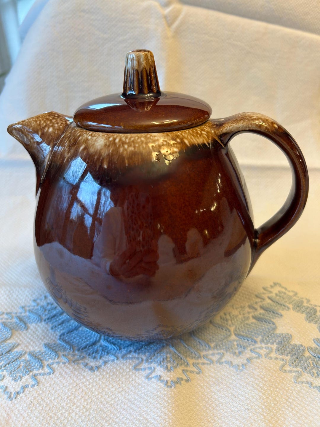 Hull Pottery Brown Drip Teapot - Etsy
