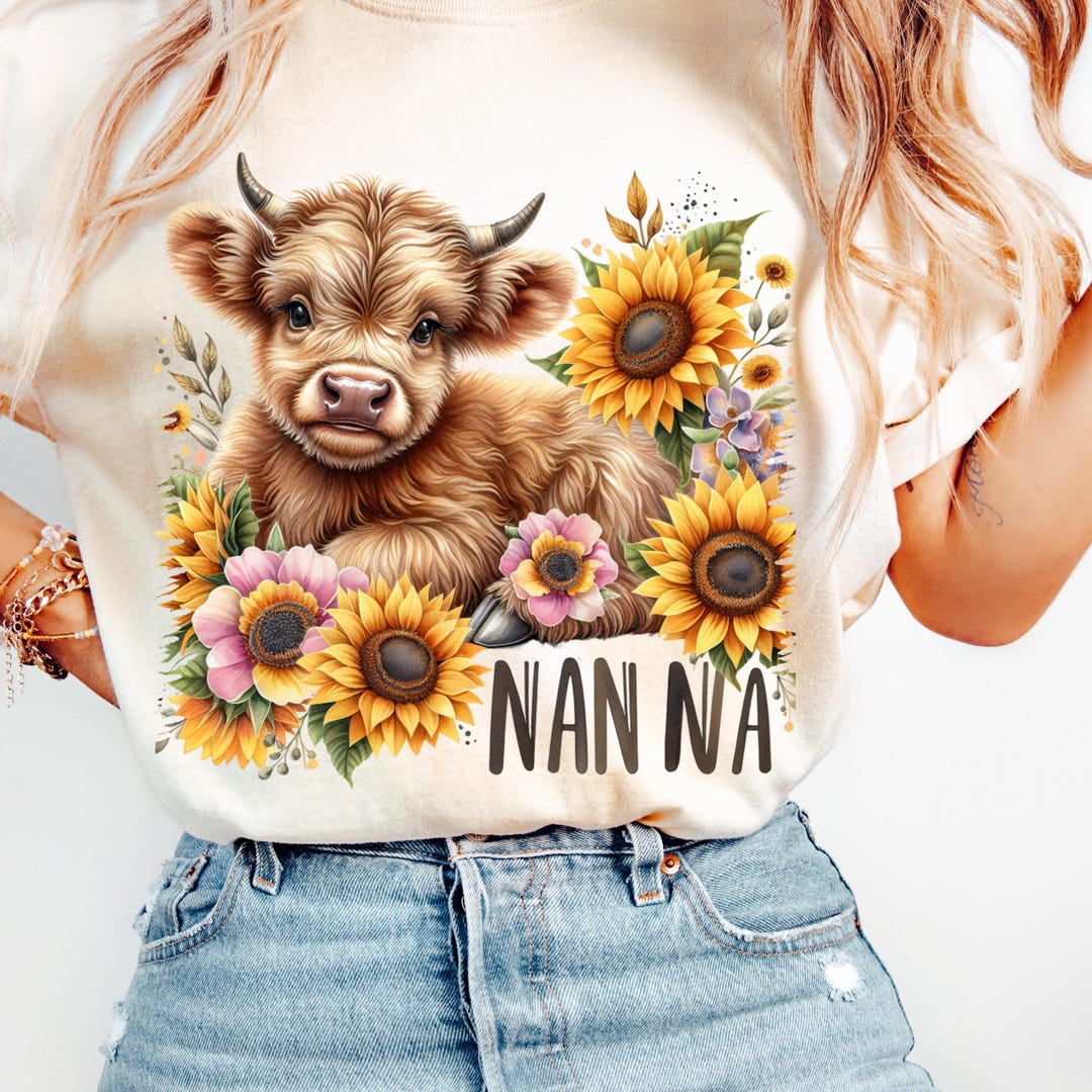 Nanna Highland Cow Png, Cowhide Png, Cute Grandma Cow Sublimation ...