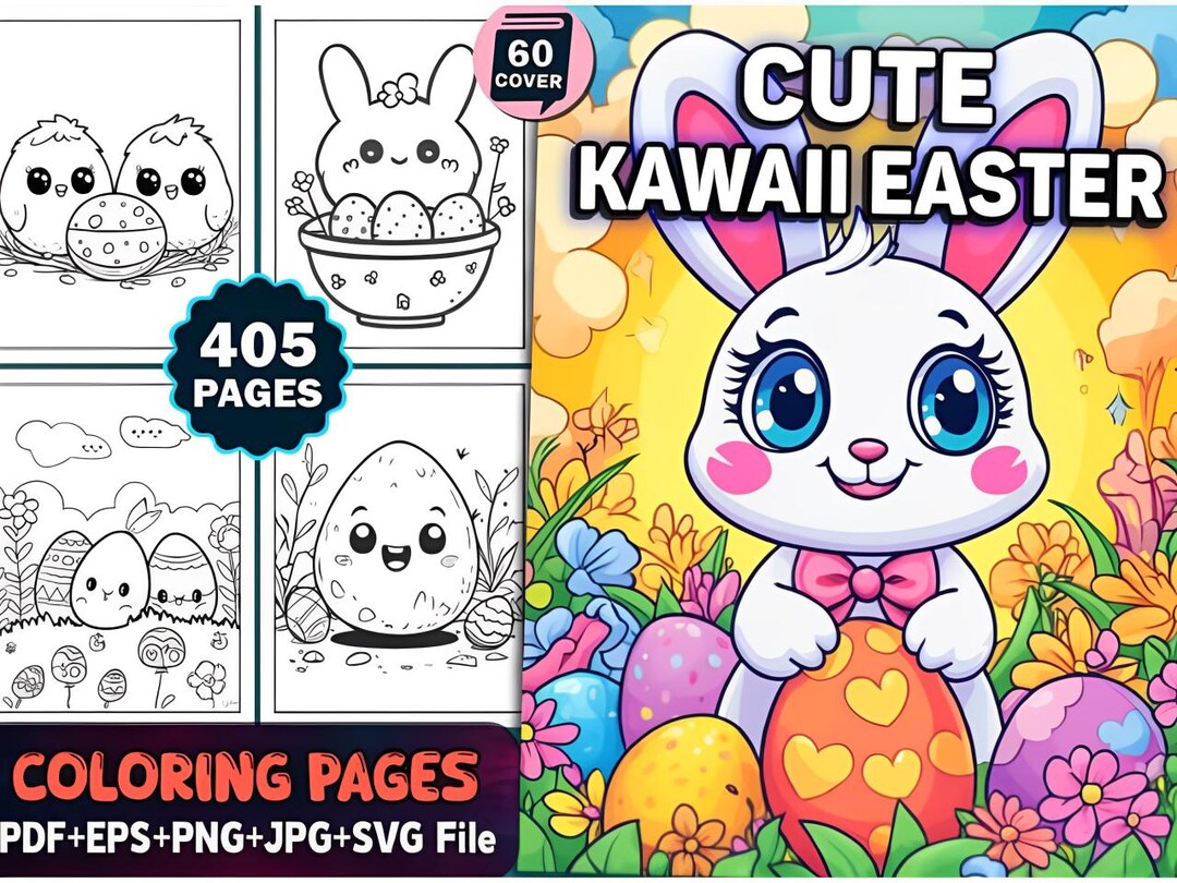 Cute Kawaii Easter Coloring Pages for Kids and Adults | Fun Easter ...