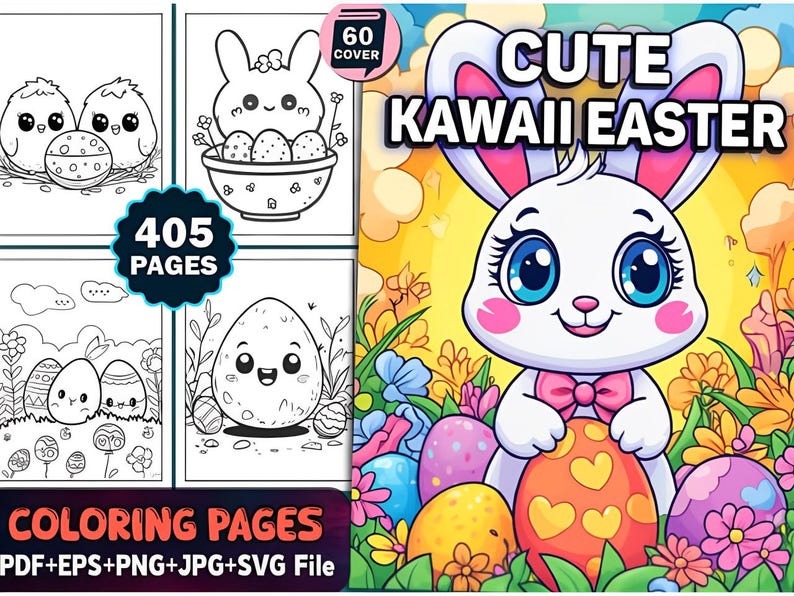 Cute Kawaii Easter Coloring Pages for Kids and Adults | Fun Easter ...