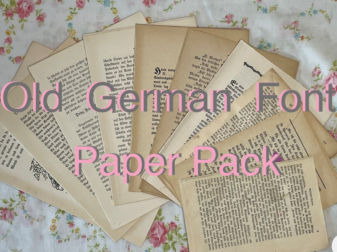 Paper Pack - Old German Font - “fraktur” - Vintage Book Pages - Pack of ...
