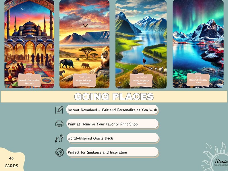 Travel Oracle Deck, Wanderlust Tarot Cards, Digital Oracle Cards ...