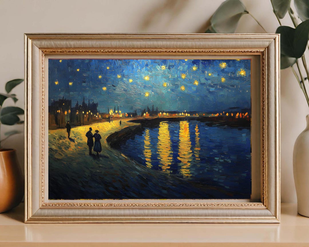 Van Gogh Starry Night Over the Rhône Print | Impressionist River ...