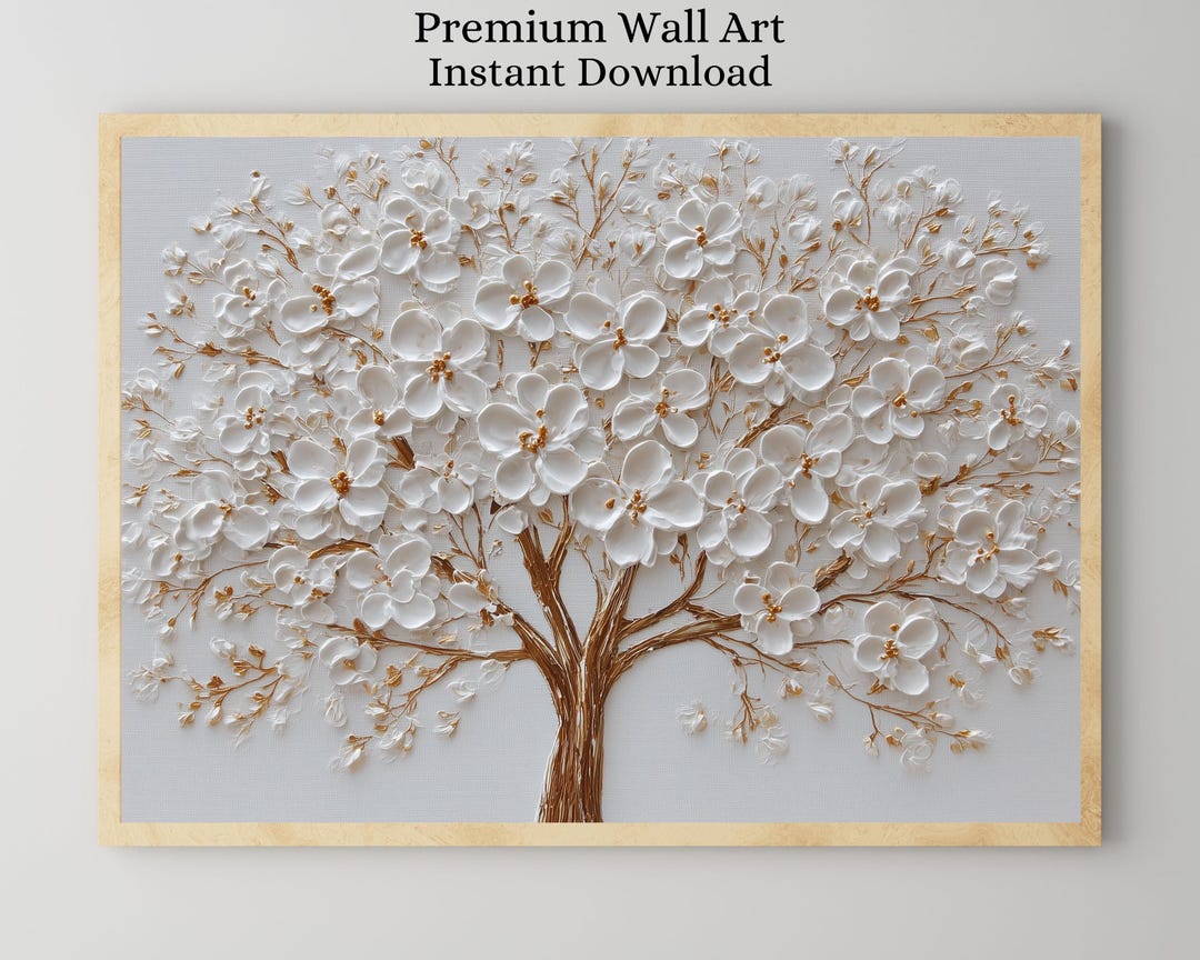Spiritual Tree of Life Woman Printable Wall Art, Textured Gold Painting ...