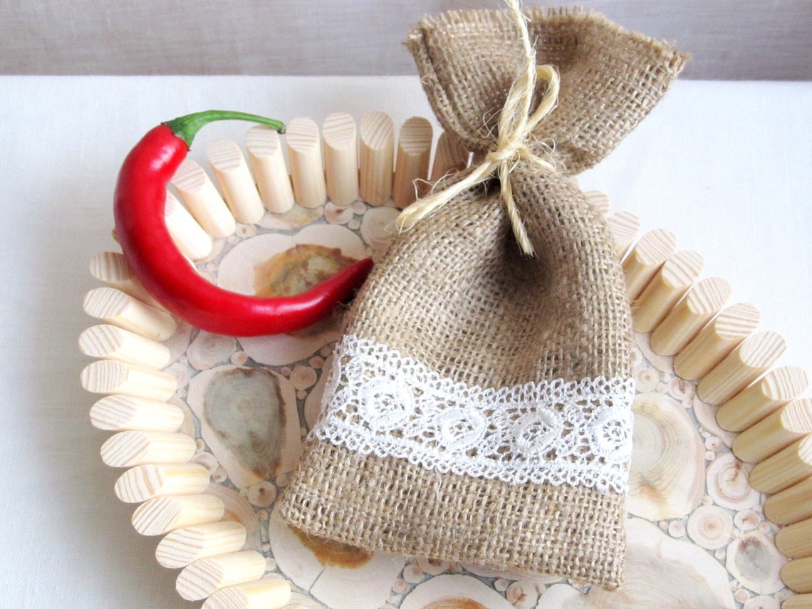 Burlap Linen Favor Bag Set of 10 Burlap Wedding Sachets | Etsy