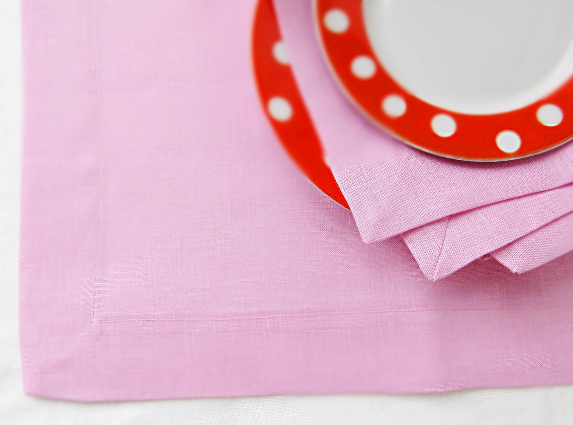 Pink Linen Napkin, Cloth Napkins, Handmade Table Dining Decor, Serving ...