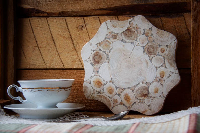 Juniper Wood Trivet, Natural Handmade Coaster, Rustic Home Decor ...