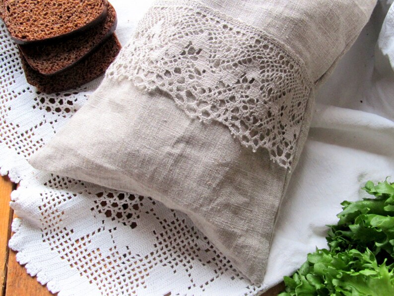 Natural Linen Bread Bag With Lace Bread Sachet Bread Holder | Etsy