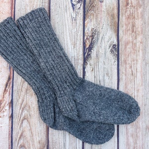 Men Wool Socks, Handmade Socks, Gray Wool, Natural Sheep Wool Yarn ...