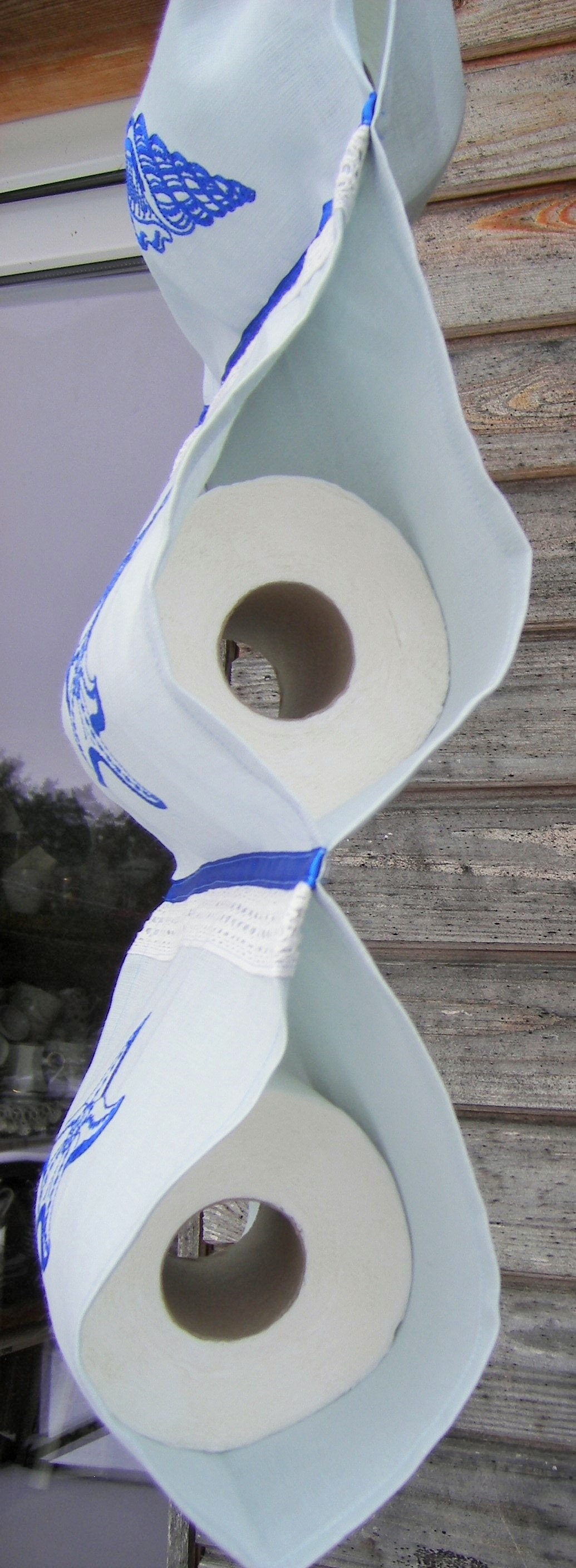 Embroidered Linen Toilet or Kitchen Paper Bag, Linen Shelf, Linen Paper ...