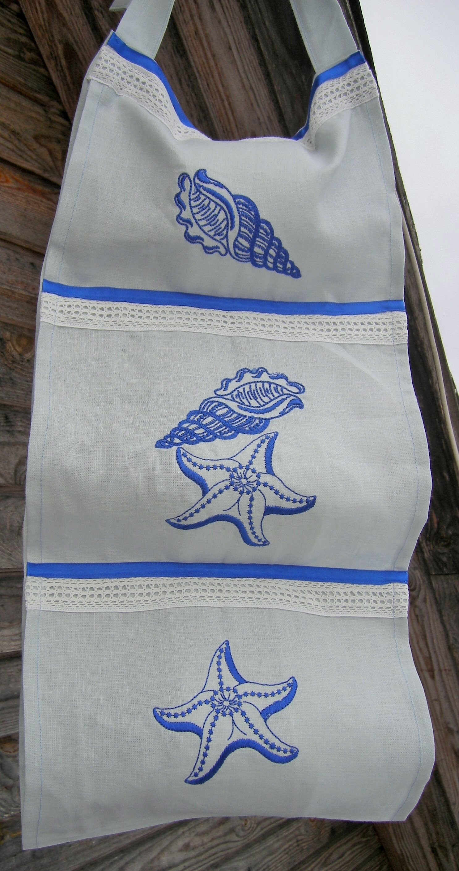 Embroidered Linen Toilet or Kitchen Paper Bag, Linen Shelf, Linen Paper ...
