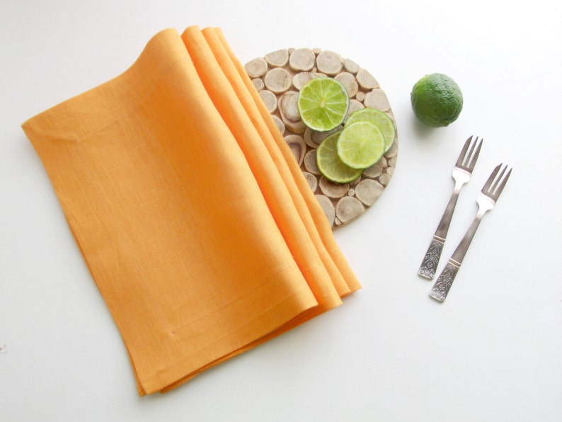 Orange Placemats Set, Handmade Table Linens, Set of 4 Placemats ...