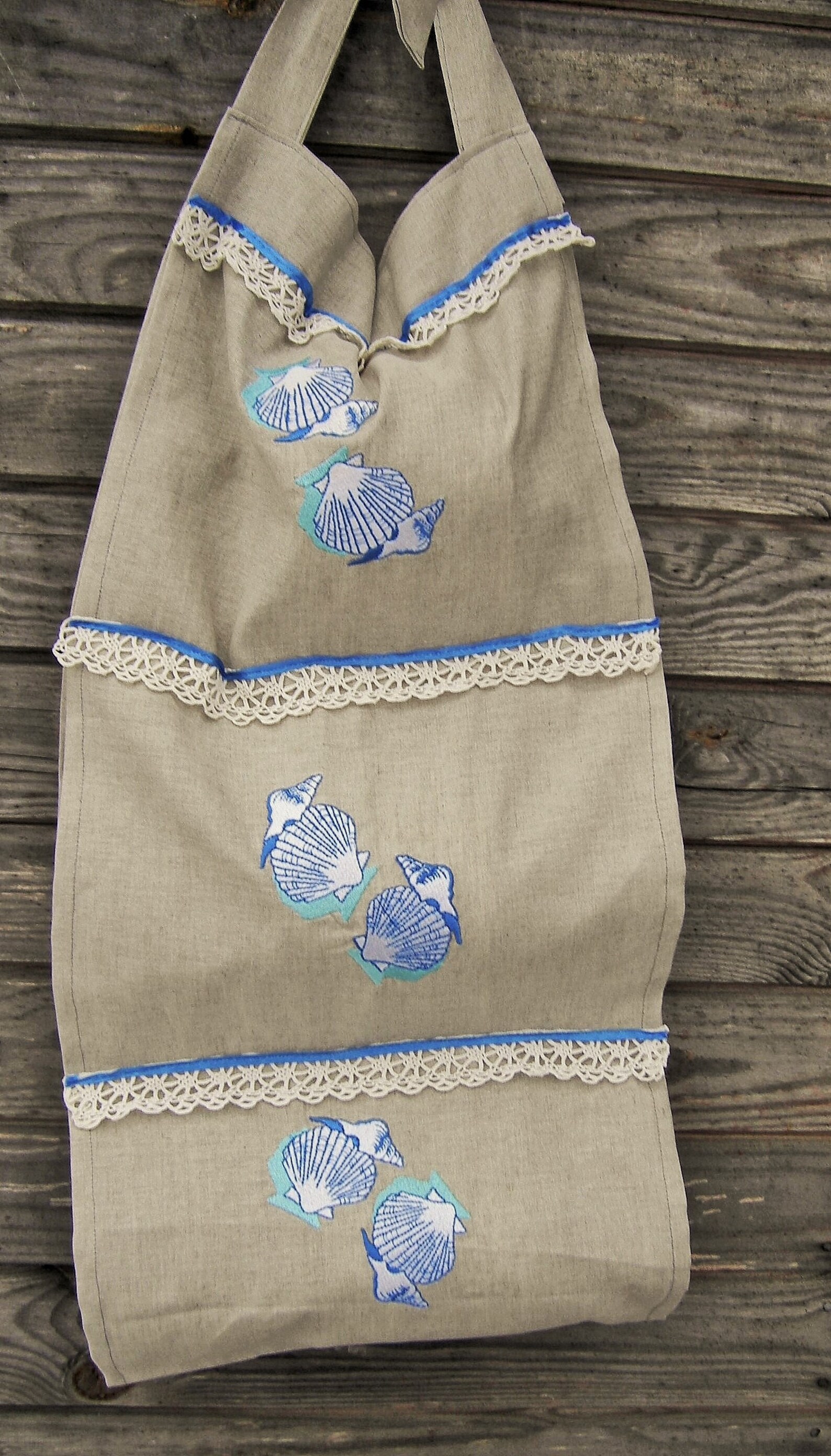 Embroidered Linen Toilet or Kitchen Paper Bag Linen Shelf | Etsy