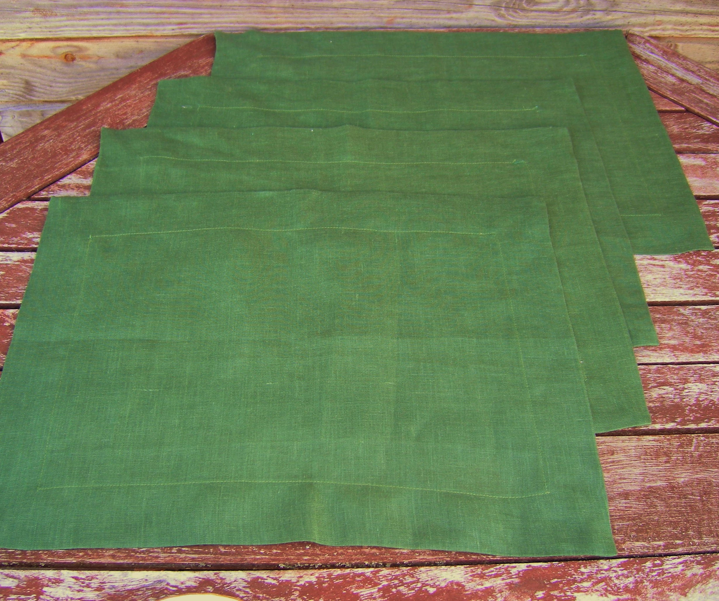 Dark Green Linen Table Runner, Handmade Linen Table Cloth, Wedding ...