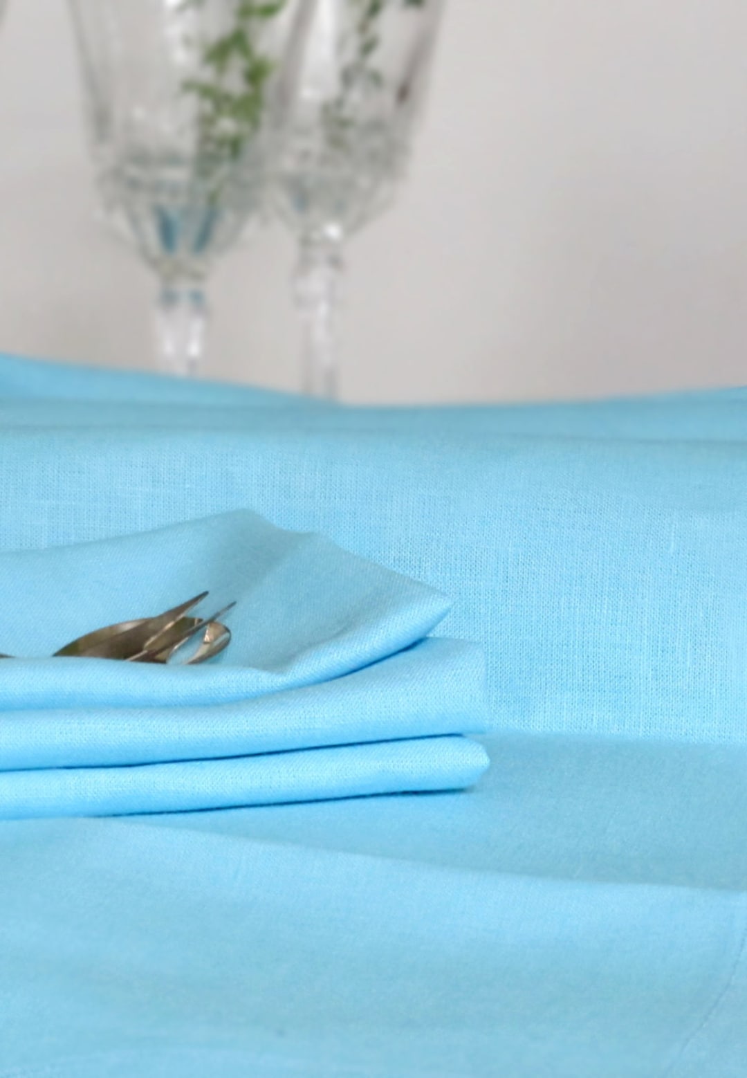 Cloth Napkins Light Blue Linen Napkin, Handmade Table Dining Decor ...
