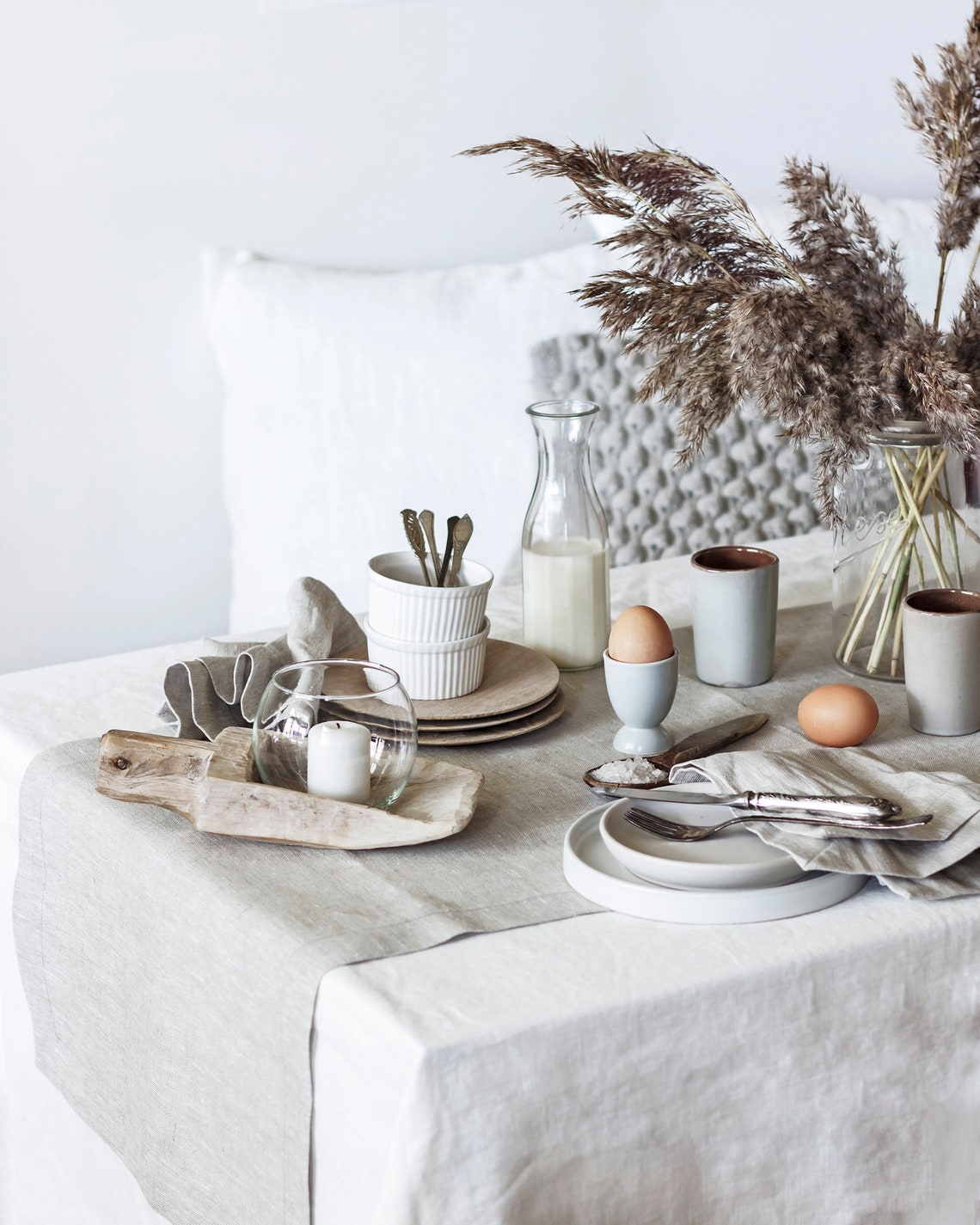 Gray Linen Table Runner Handmade Linen Table Cloth Wedding - Etsy