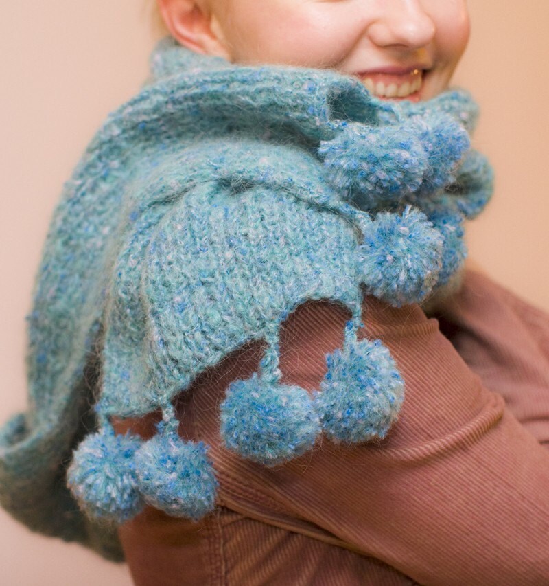 Blue Handmade Scarf With Tassels, Custom Knitted Scarf, Long, Super ...