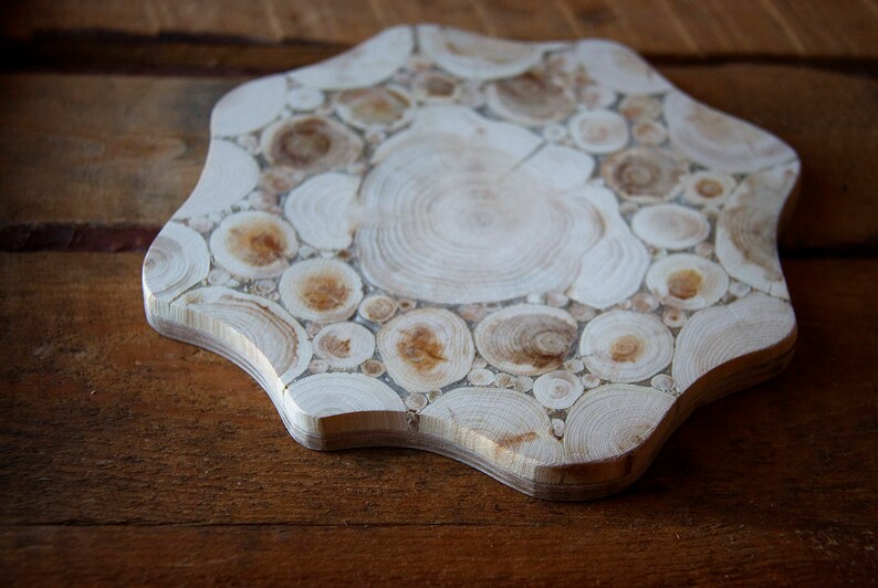 Juniper Wood Trivet, Natural Handmade Coaster, Rustic Home Decor ...