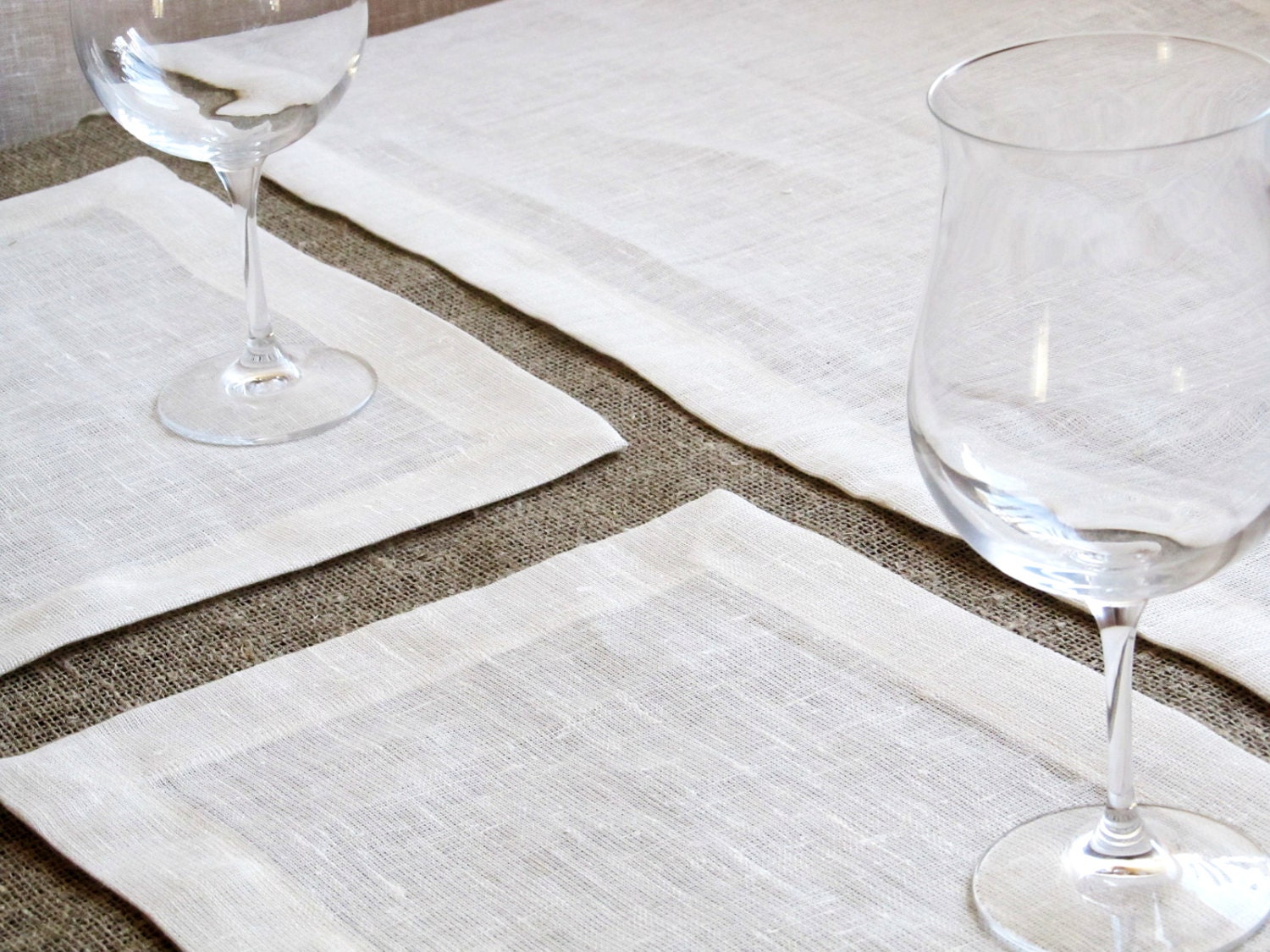 White Linen Placemat, Handmade Linen Table Decor, Wedding Decor, 100% ...