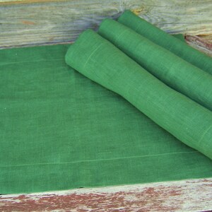 Set of 4 Dark Green Linen Placemat, Handmade Table Linen, Linen Wedding ...
