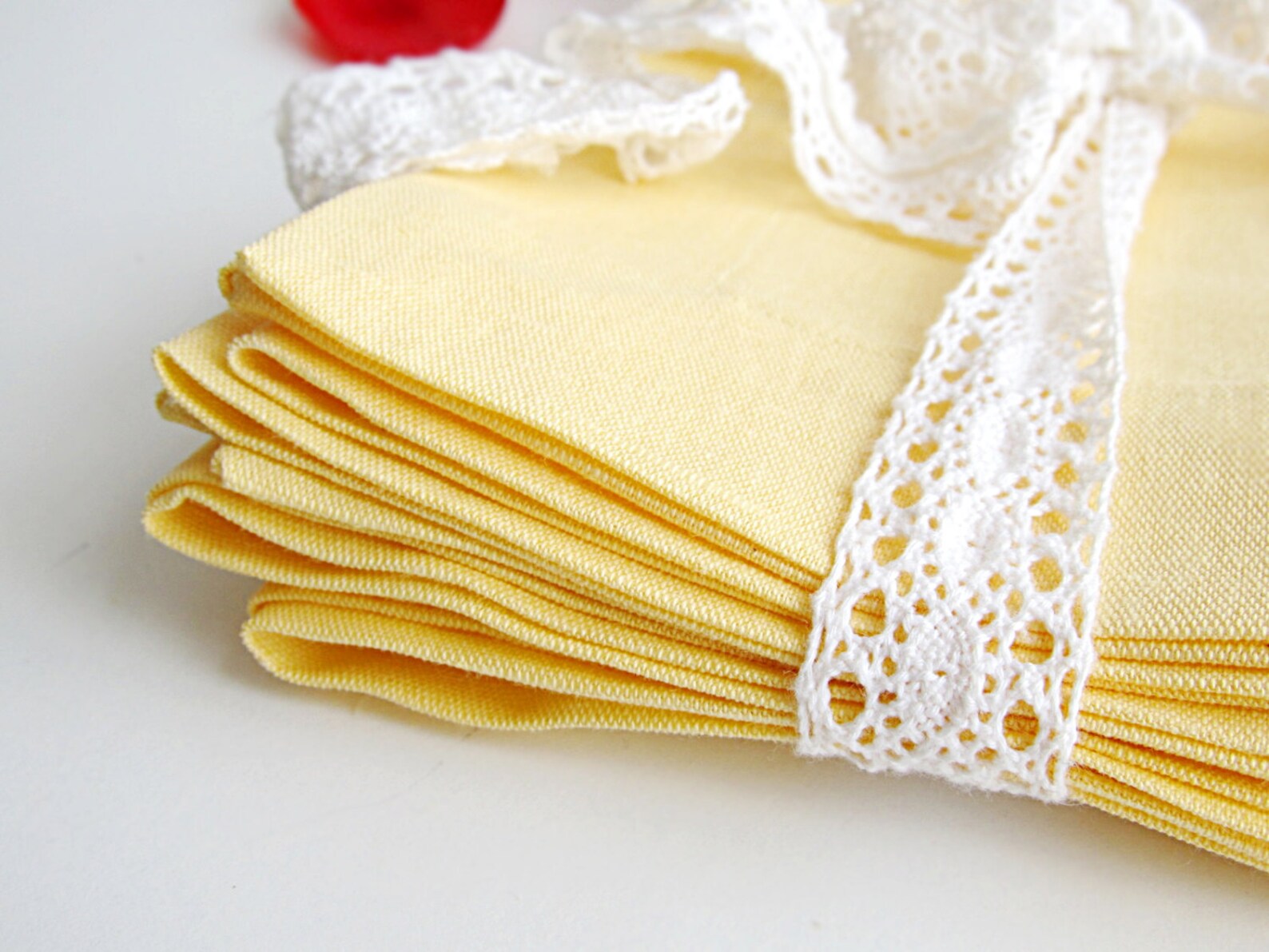 Light Yellow Linen Table Runner, Mitered Corners - Etsy
