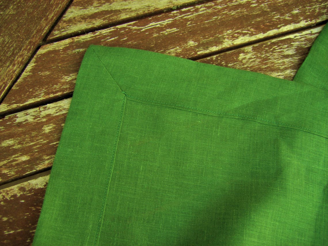 Dark Green Linen Table Runner, Handmade Linen Table Cloth, Wedding ...