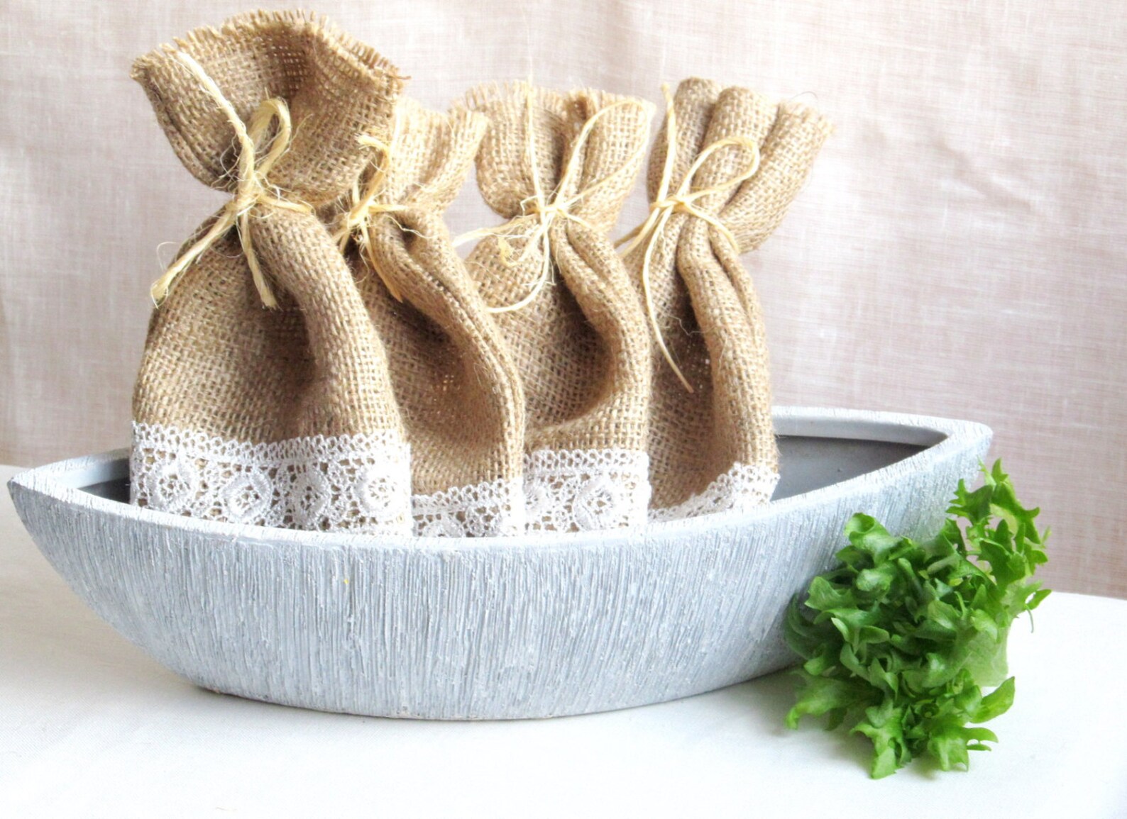 Burlap Linen Favor Bag Set of 10 Burlap Wedding Sachets | Etsy