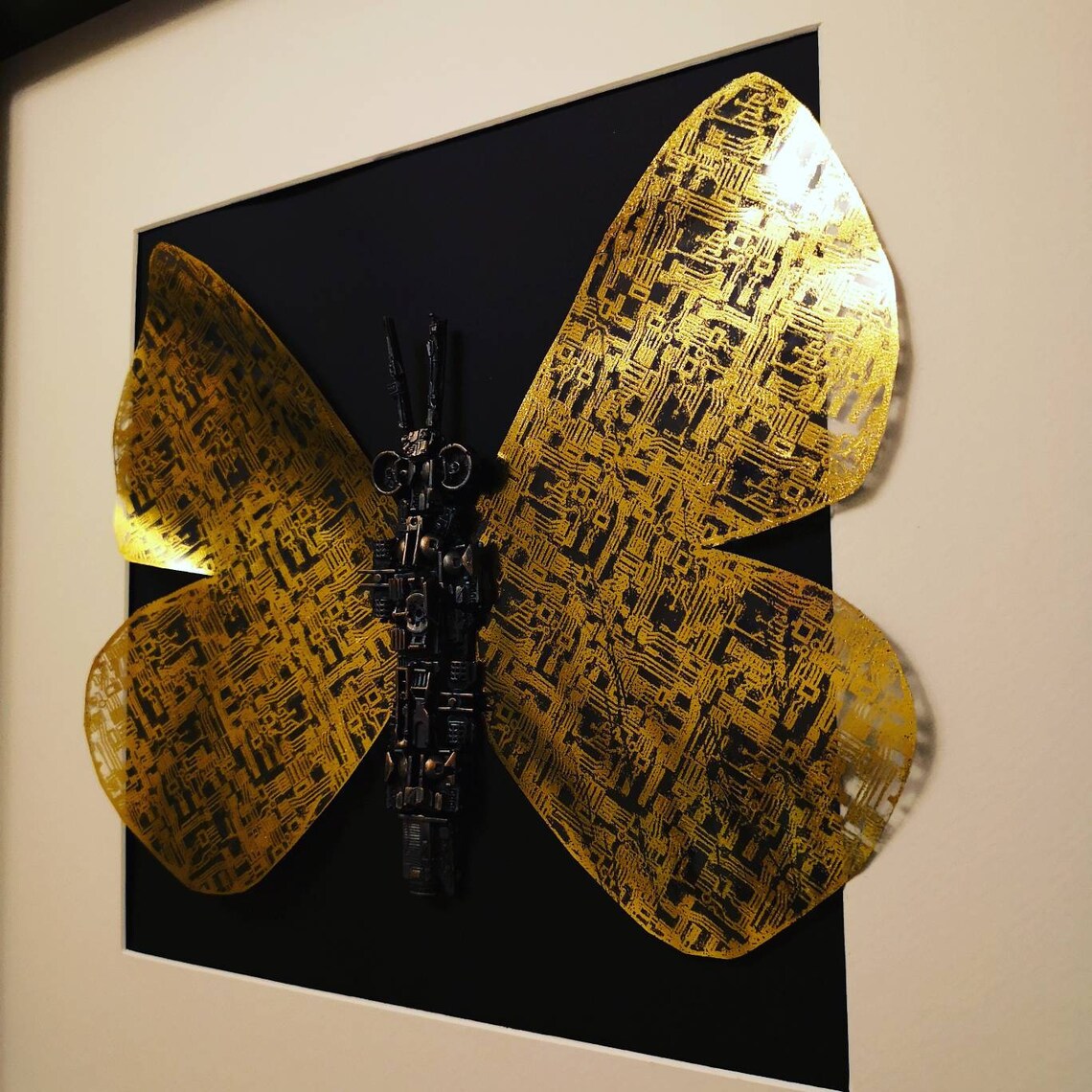 Gold Cyber Butterfly. Sculpture in Frame. - Etsy