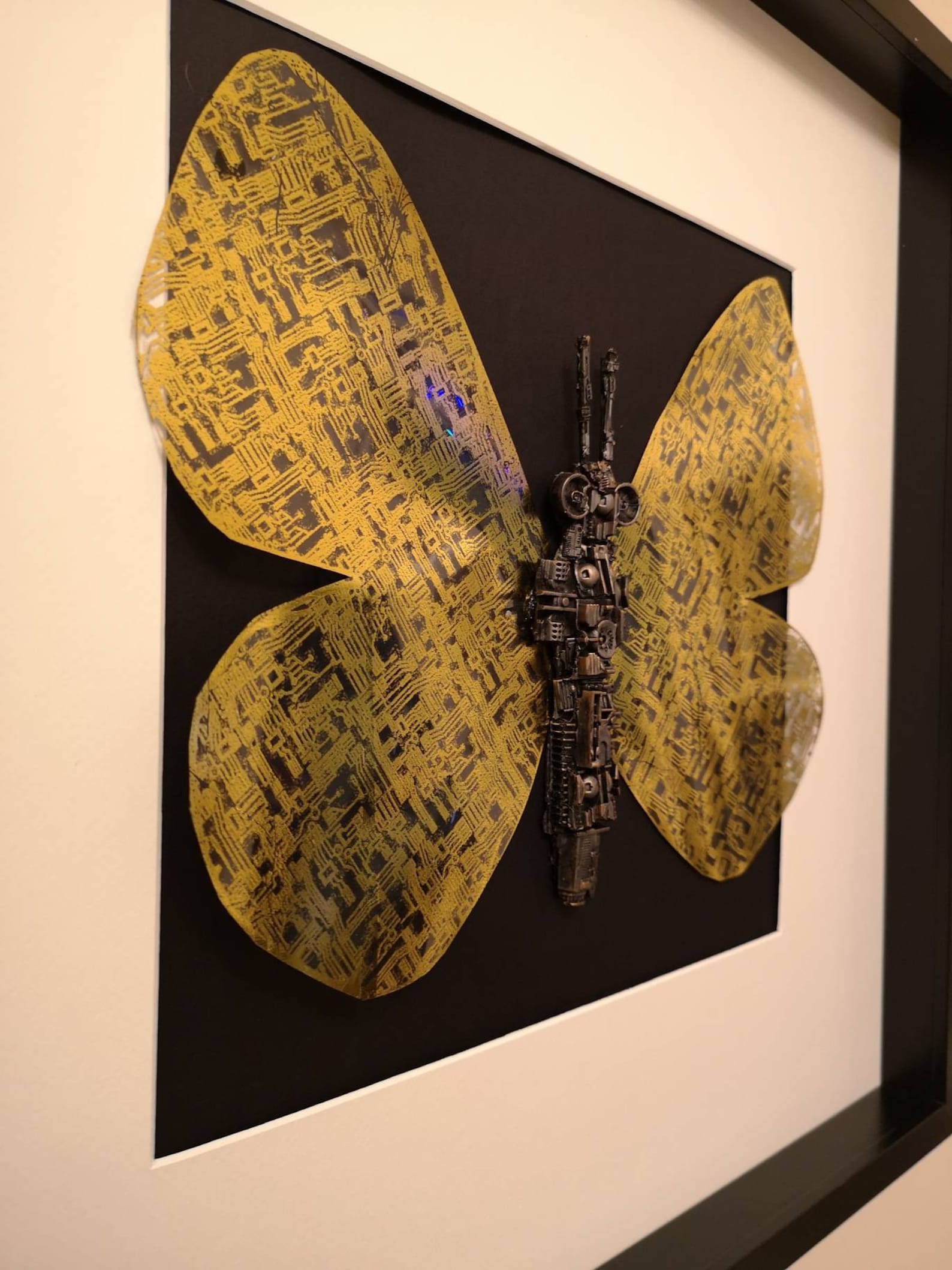 Gold Cyber Butterfly. Sculpture in Frame. - Etsy