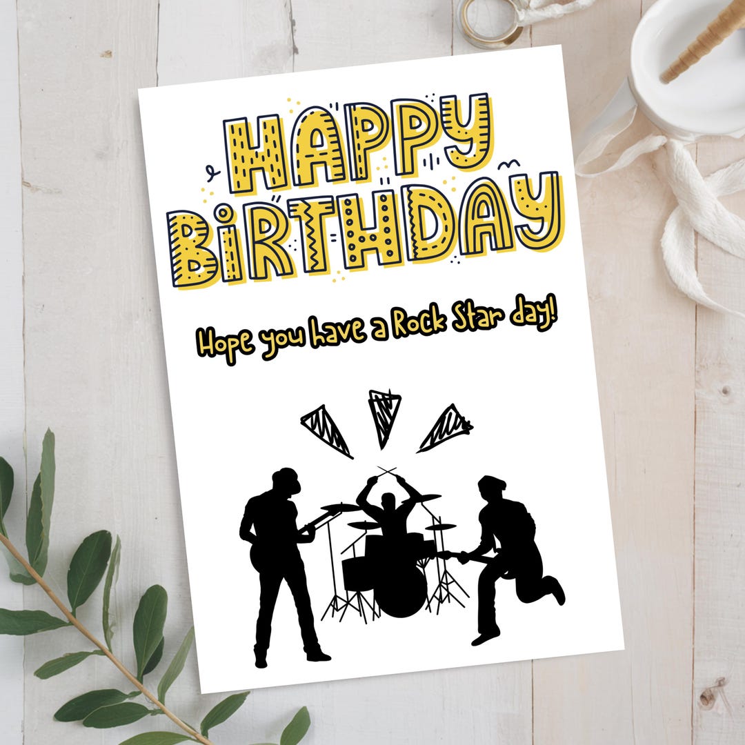 Happy Birthday Rock Star Greeting Card - Etsy
