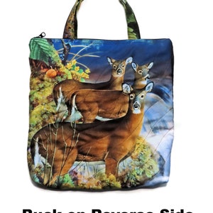 White Tail Deer Basic Tote Bag, Four Inner Pockets, Choice of Over the ...