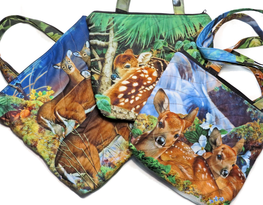 White Tail Deer Basic Tote Bag, Four Inner Pockets, Choice of Over the ...