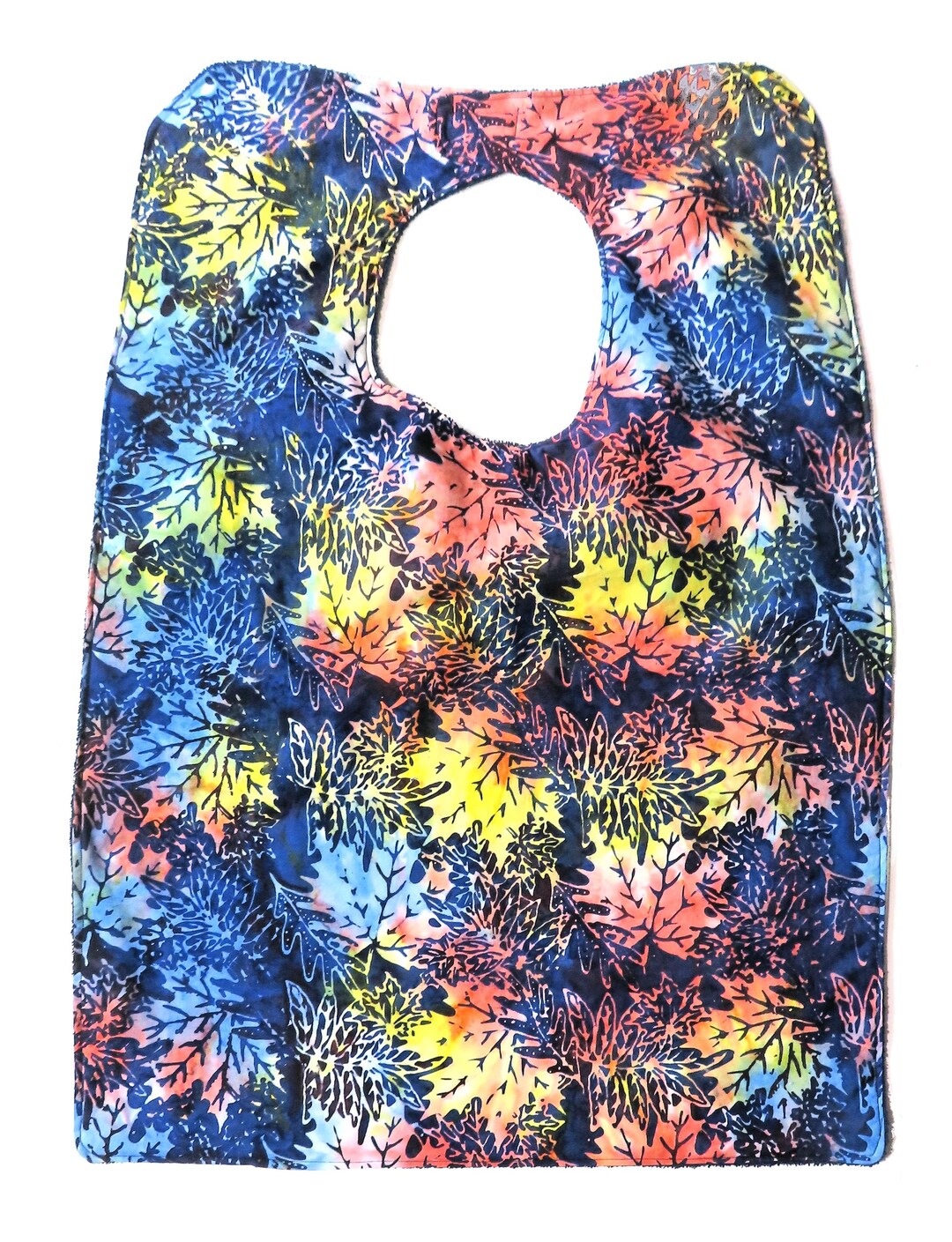 Adult Clothing Protector, Autumn Leaves and Navy Blue Terry Cloth ...