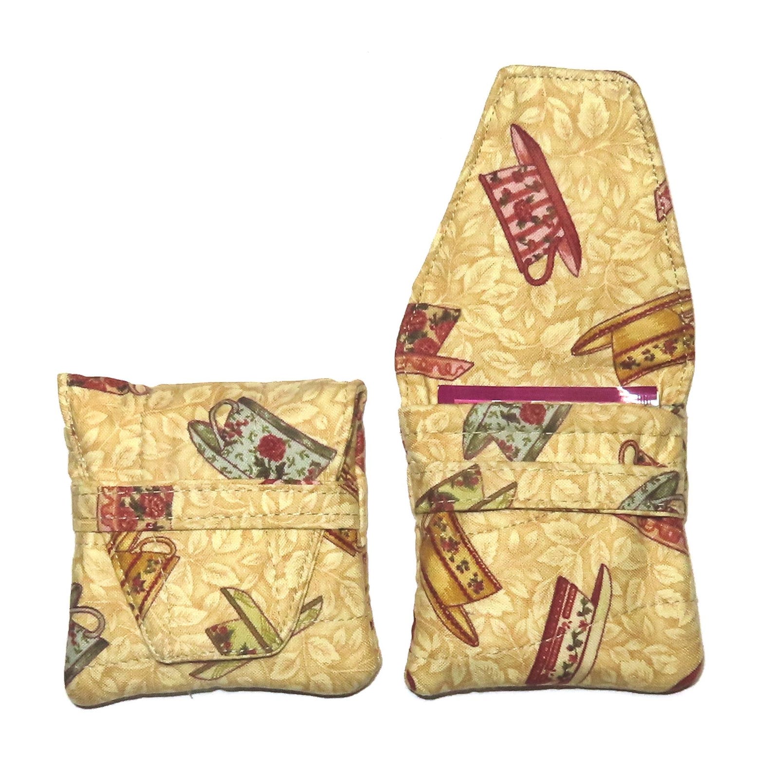 Quilted Tea Bag Wallet: Compact Tea Storage - Handmade Small Teabag ...