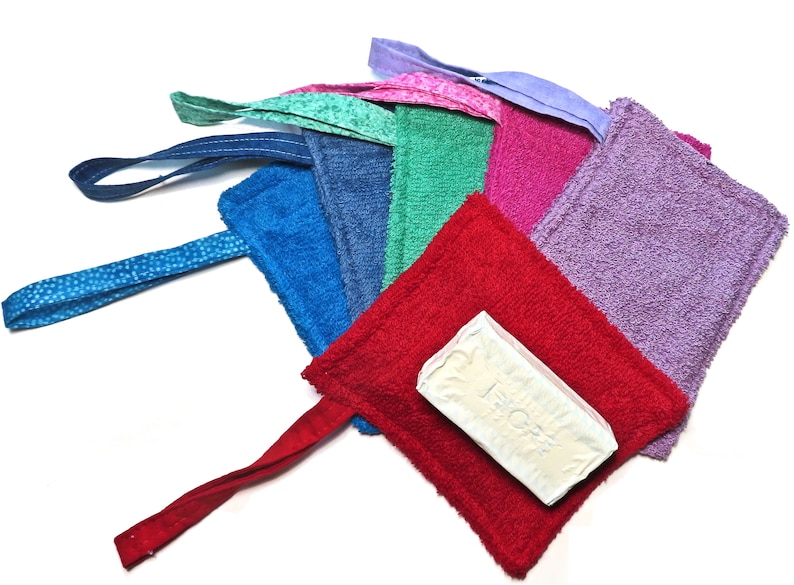 Terry Cloth Soap Holder: Reusable Soap Saver Pouch, Travel Accessory ...
