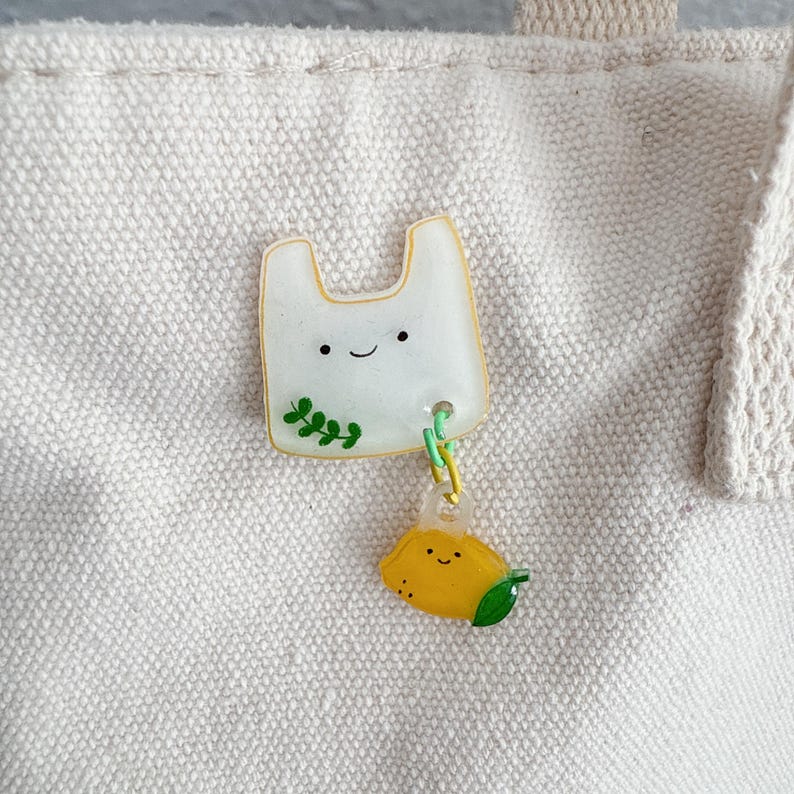 Bag Pin//lemon Pin//cute Handmade Pin//pin for Bags and Hats//accessory ...